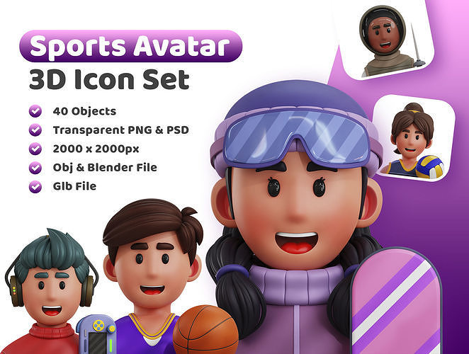3D model Sports Avatar Icon Pack 3D Model VR / AR / low-poly | CGTrader