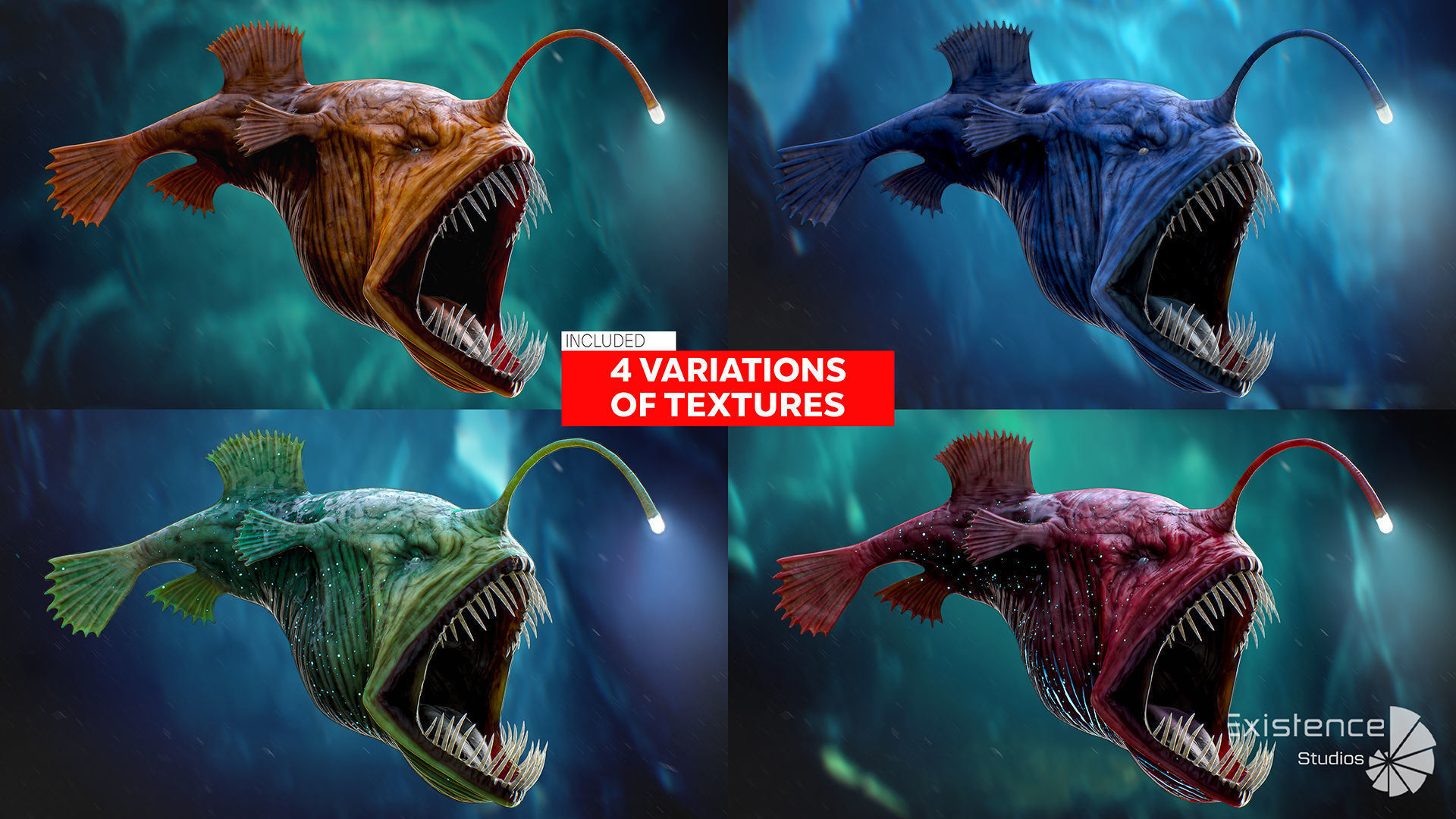3D model Anglerfish 02 Curse - Ocean predator - Angler fish 3d model ...