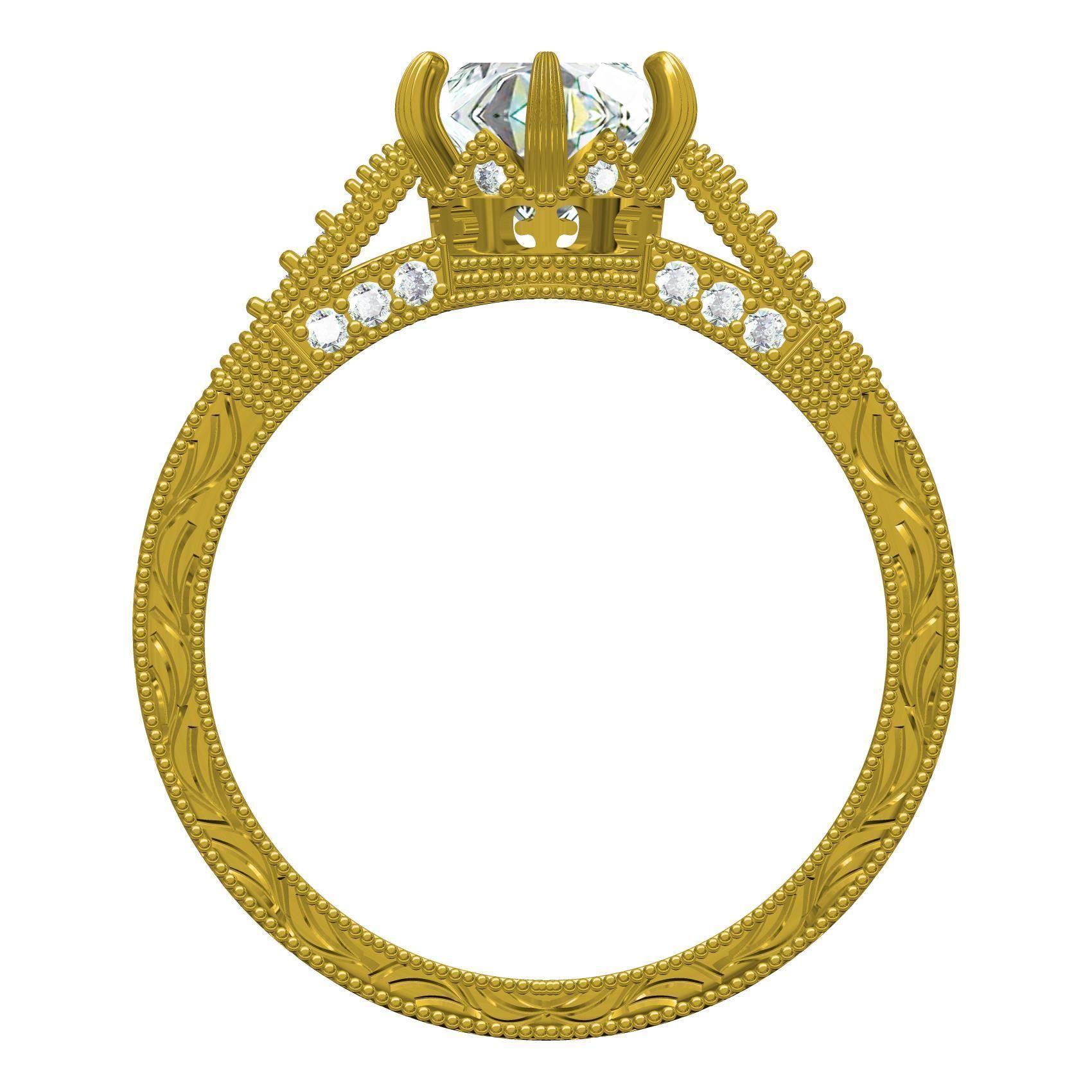 6 Prongs Solitaire Engraving Ring 3D model 3D printable | CGTrader