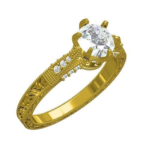 6 Prongs Solitaire Engraving Ring 3D model 3D printable | CGTrader