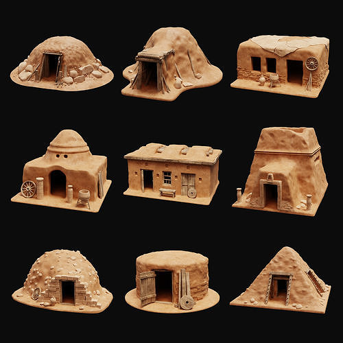 3D model MUD CLAY DESERT EGYPTIAN ARAB HOUSE HUT SHELTER COLLECTION VR ...