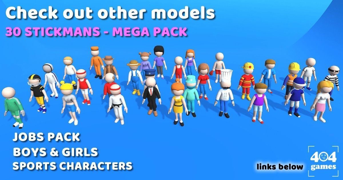 Free Lowpoly Stickman - Rigged Stickman - Chibi free VR / AR / low-poly ...