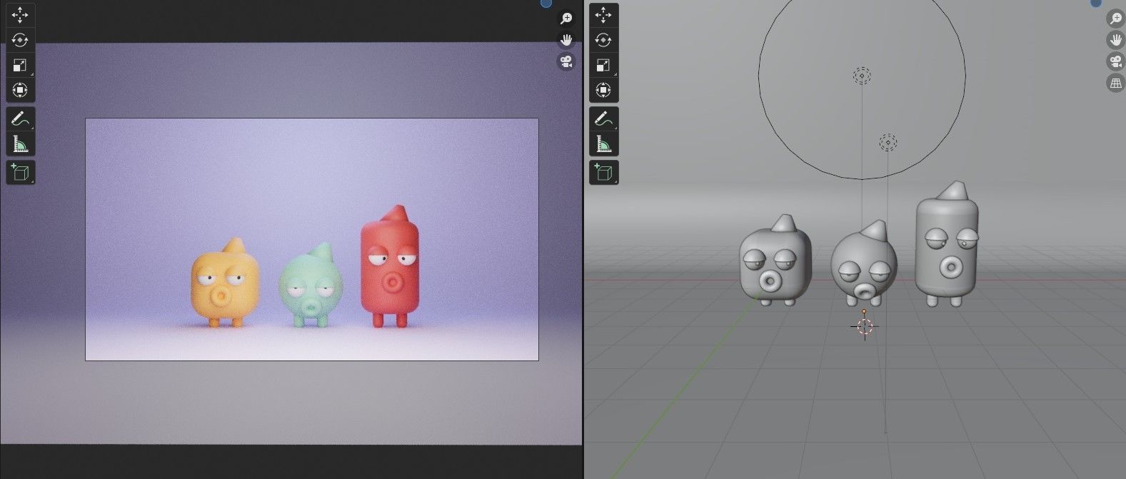 3D model blender 3D model-Three colorful Low-poly Monsters VR / AR ...