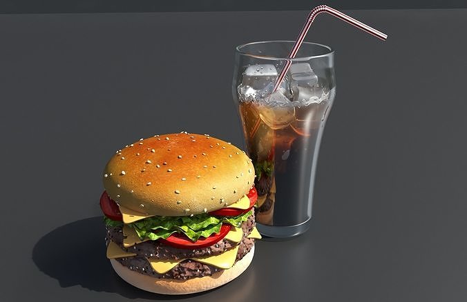 Burger and cola 3D model | CGTrader