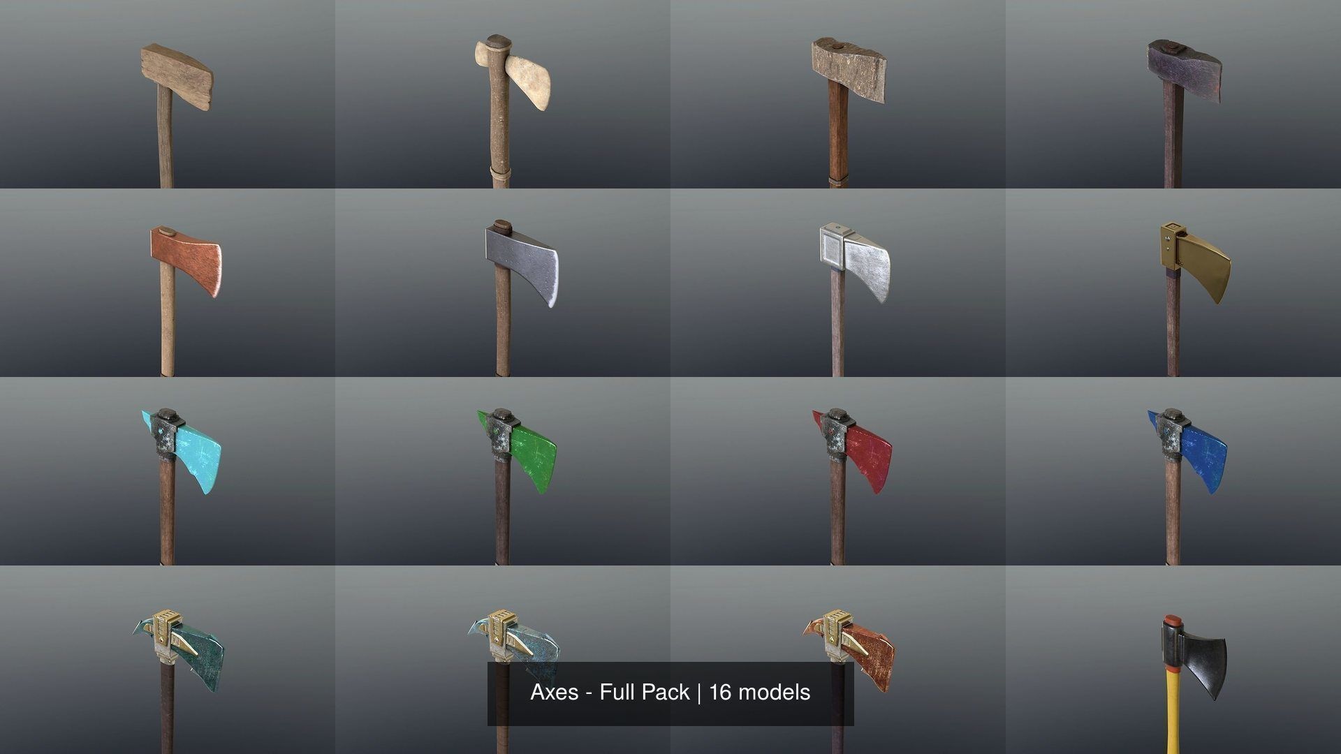 3D Model Collection Axes - Full Pack VR / AR / low-poly | CGTrader