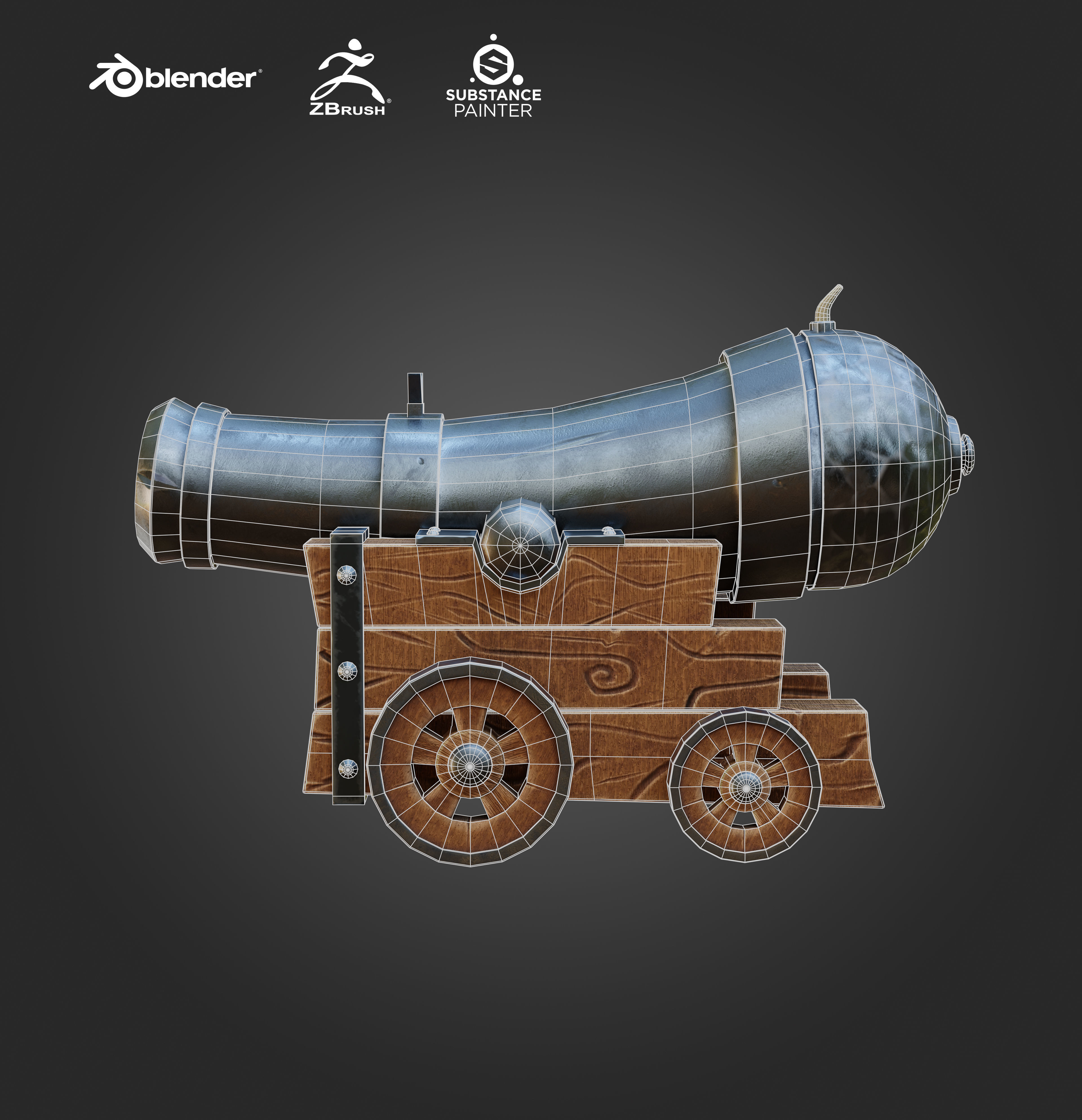 3D model Stylized cannon Game Ready VR / AR / low-poly | CGTrader