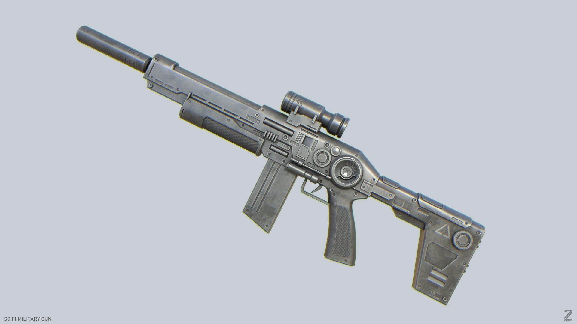 3D model Scifi military gun VR / AR / low-poly | CGTrader