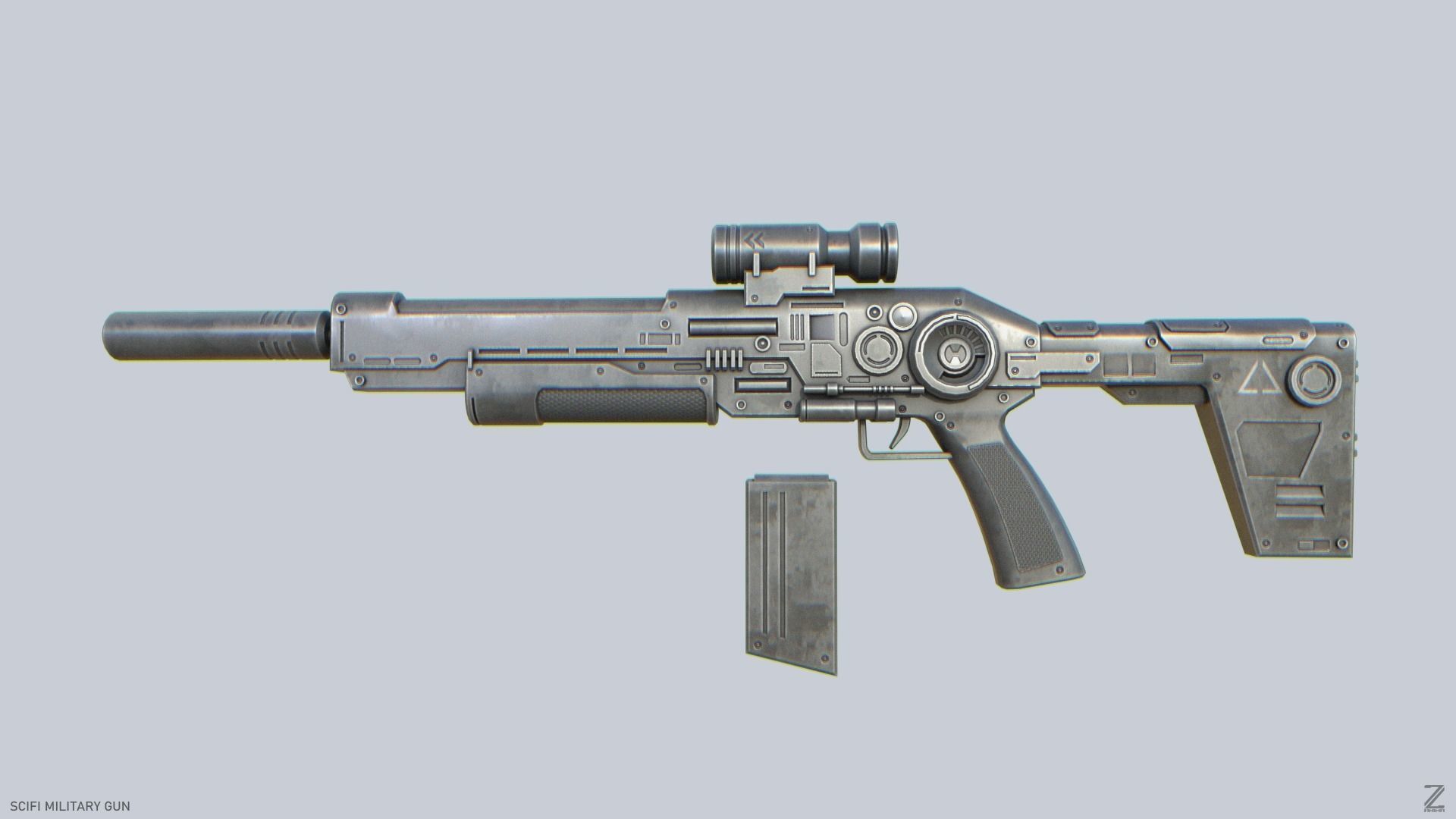 3D model Scifi military gun VR / AR / low-poly | CGTrader