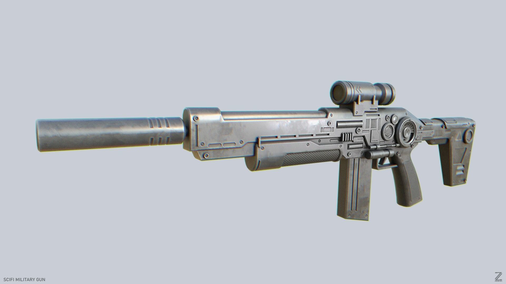 3D model Scifi military gun VR / AR / low-poly | CGTrader