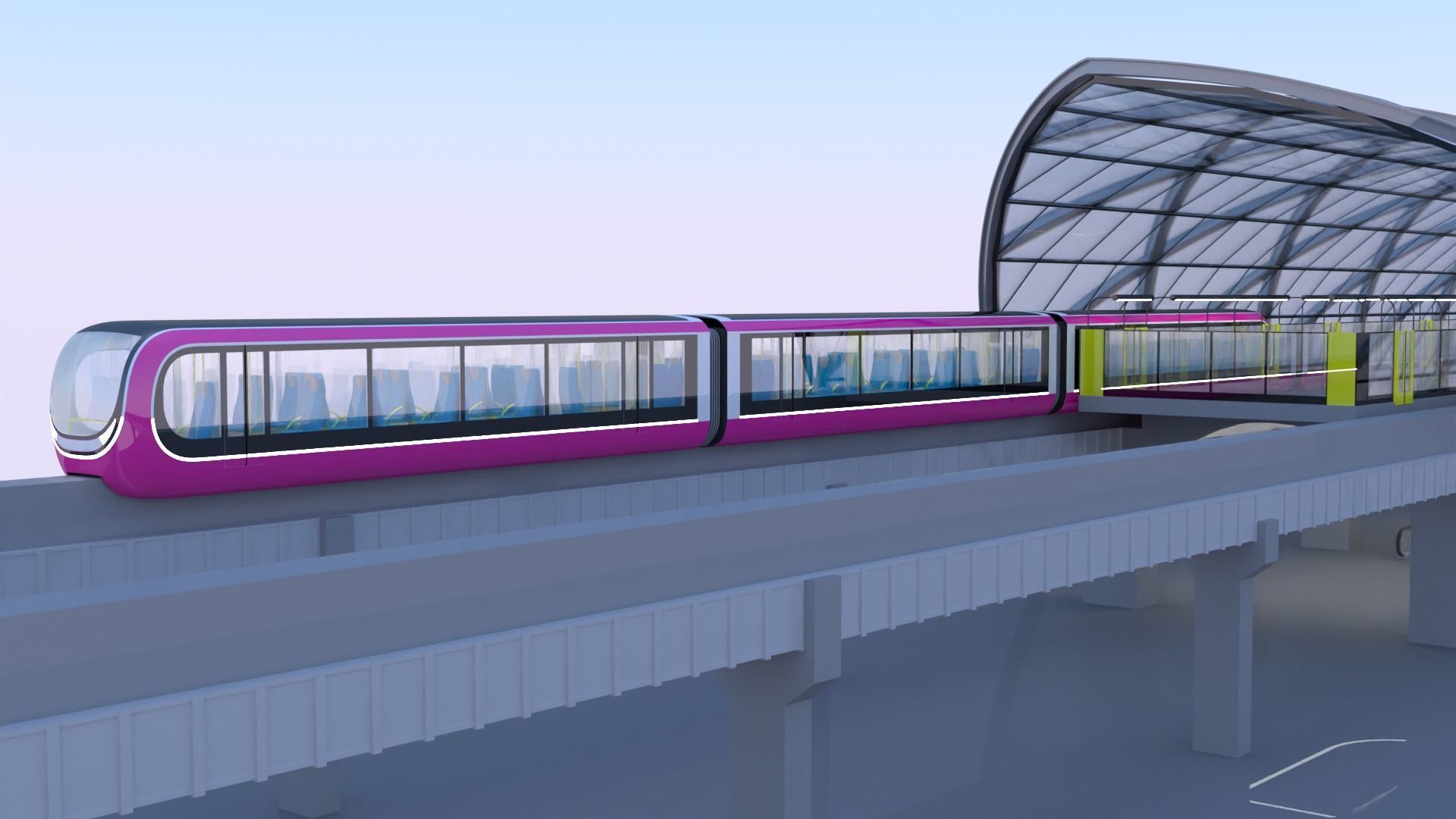 Monorail station with train 2023 II 3D model | CGTrader