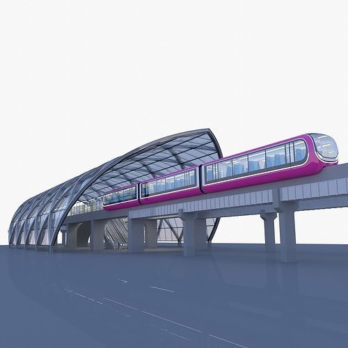 Monorail station with train 2023 II 3D model | CGTrader