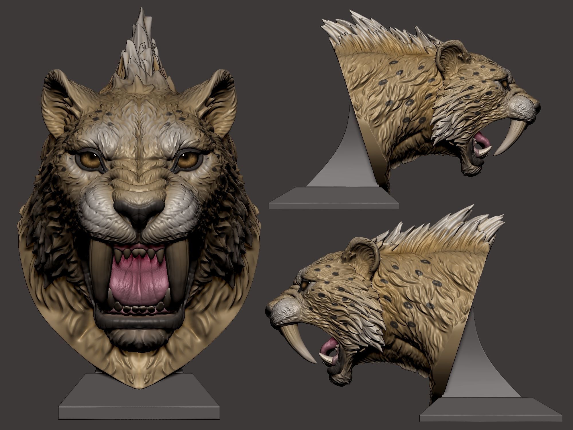 Smilodon Head 3D model 3D printable | CGTrader