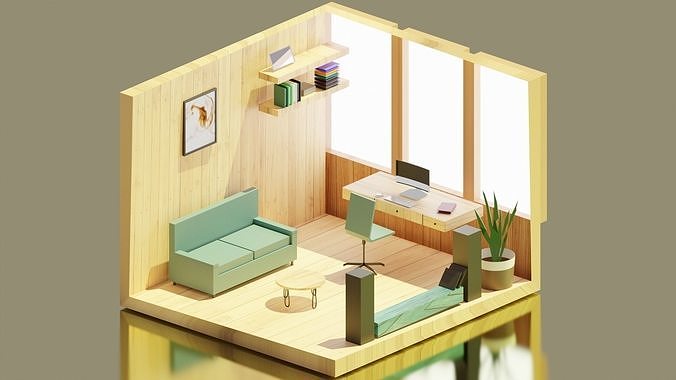 3d Living Office 3D model | CGTrader