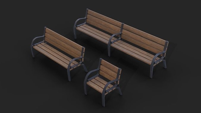 3D model Collection of three Retiro benches Low-Poly VR / AR / low-poly | CGTrader
