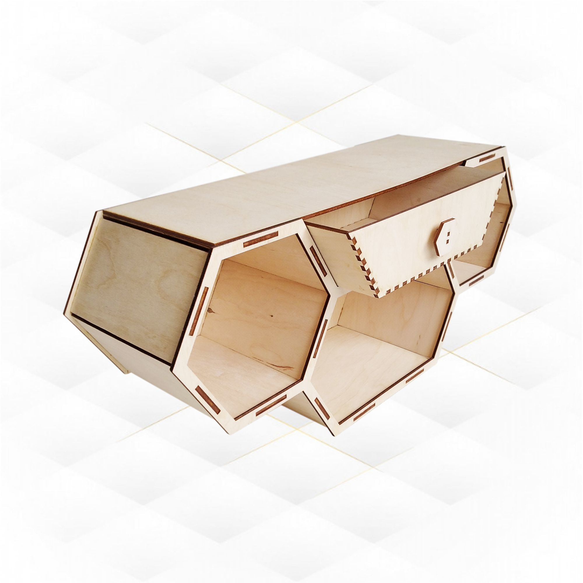 Gift wall shelf hexagonal design pattern laser cutting 3D model 3D ...
