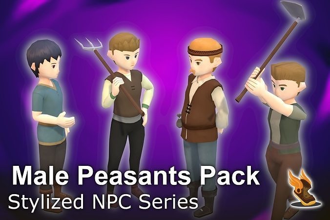 3D model Stylized NPC - Male Peasants Pack VR / AR / low-poly | CGTrader