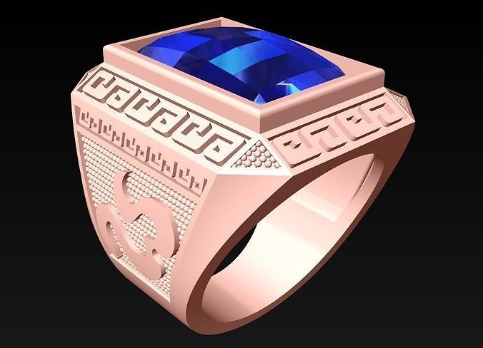 Rectangular Stone Rings - Mens Rings - N5438 3D model 3D printable ...