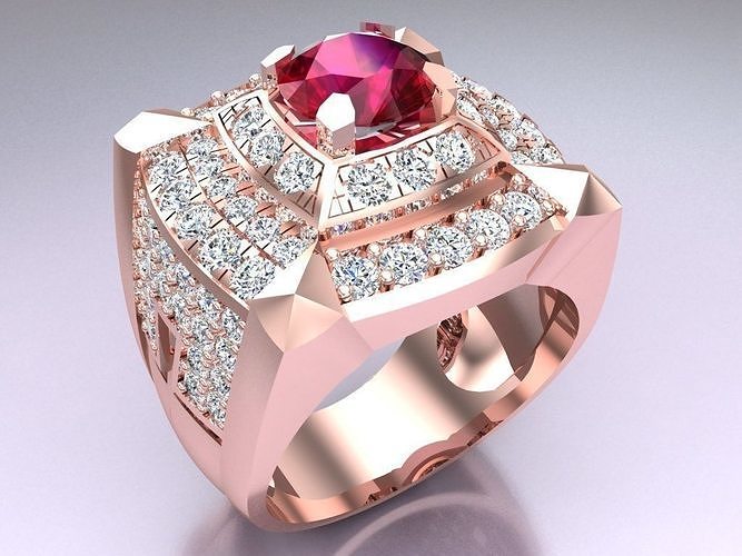 Diamond Rings - Mens Ring - N5238 3D model 3D printable | CGTrader