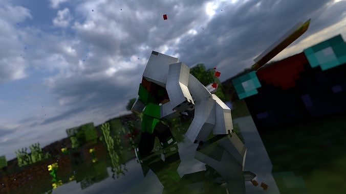 3D model Minecraft Fight Intro Enderpearl Combo VR / AR / low-poly ...
