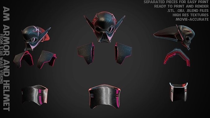 Star Wars Visions Am Armor and Helmet for Cosplay 3D print model 3D ...