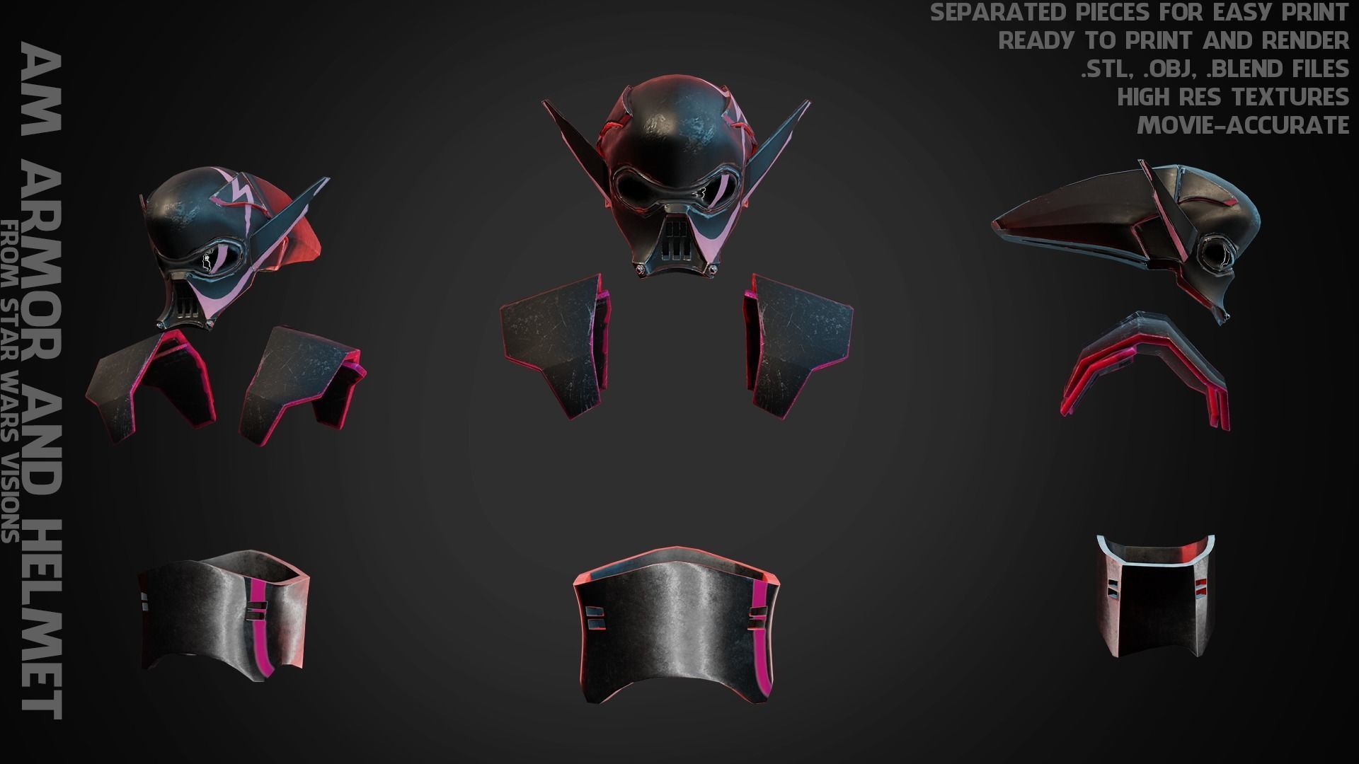 Star Wars Visions Am Armor and Helmet for Cosplay 3D print model 3D ...