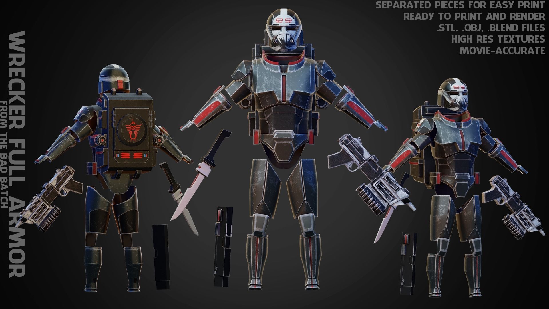 The Bad Batch Wrecker Full Armor for Cosplay 3D Model Collection | CGTrader