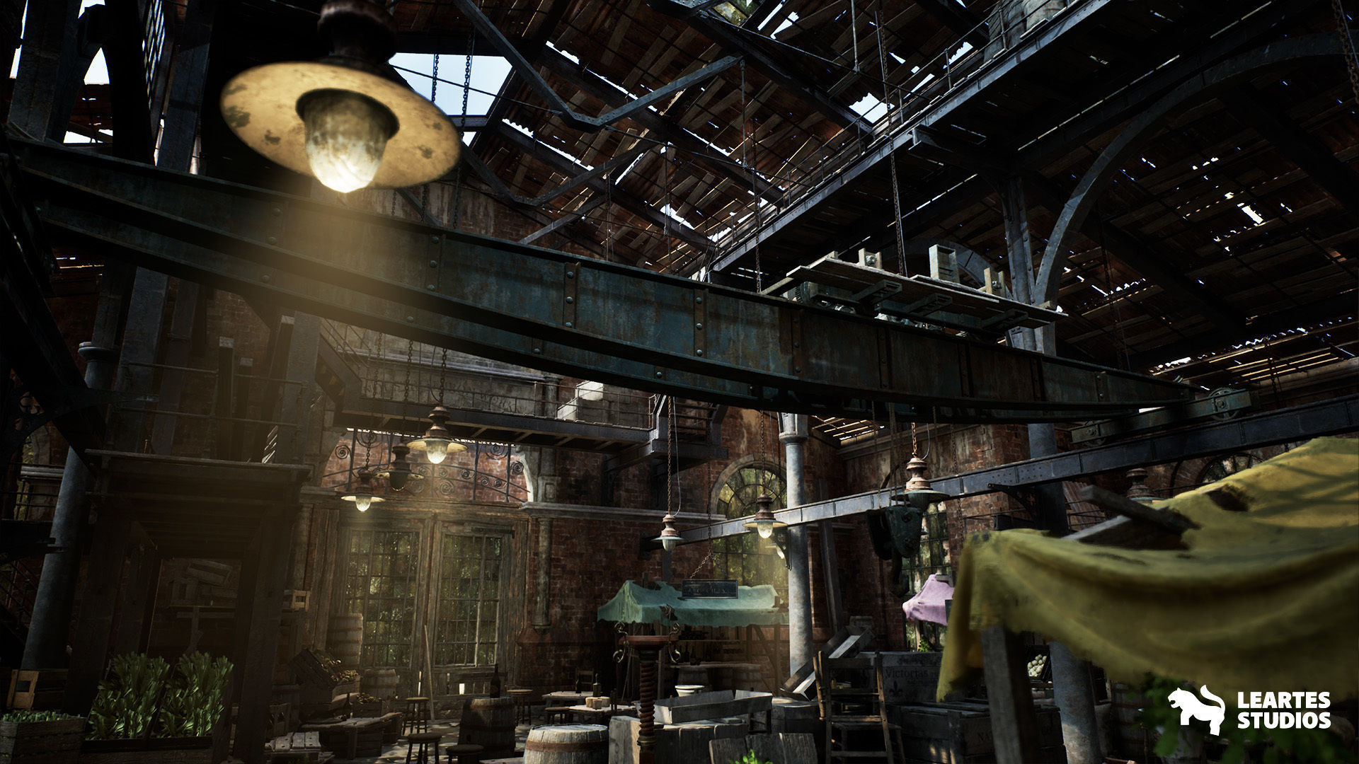 3D model Victorian Market in Abandoned Factory Building VR / AR / low ...