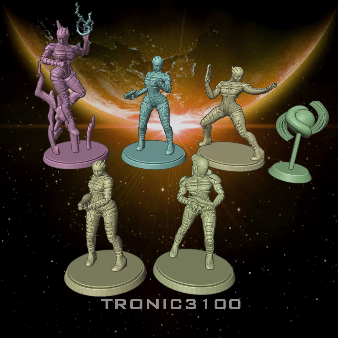 Mass Effect Asari Squad Miniature Pack For Tabletop Games 3d Model 3d Printable Cgtrader