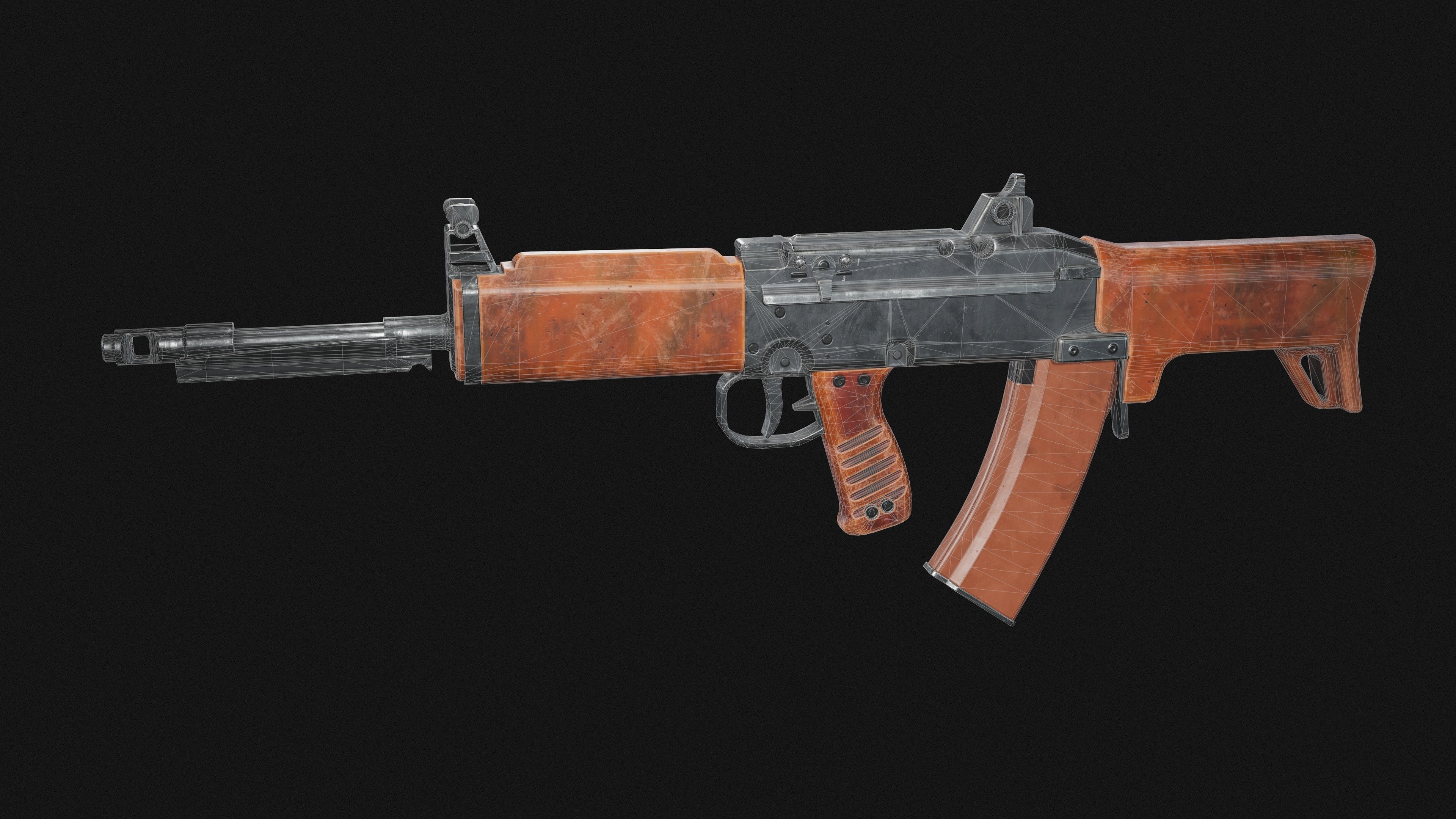 3D model TKB 0146 3D model soviet bullpup rifle low poly VR / AR / low ...