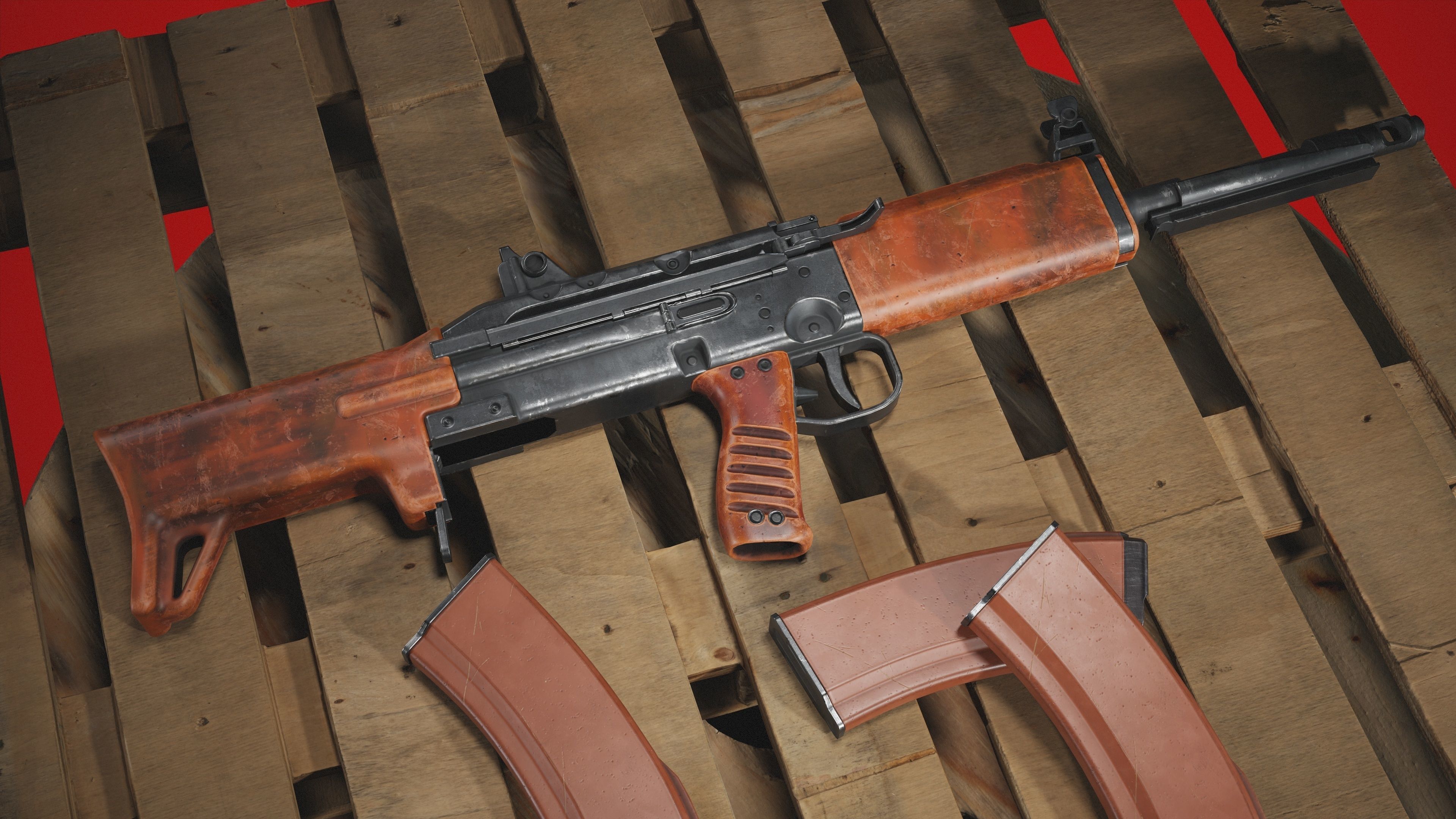 3D model TKB 0146 3D model soviet bullpup rifle low poly VR / AR / low ...