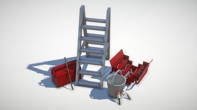 3D model Low poly construction tools VR / AR / low-poly | CGTrader