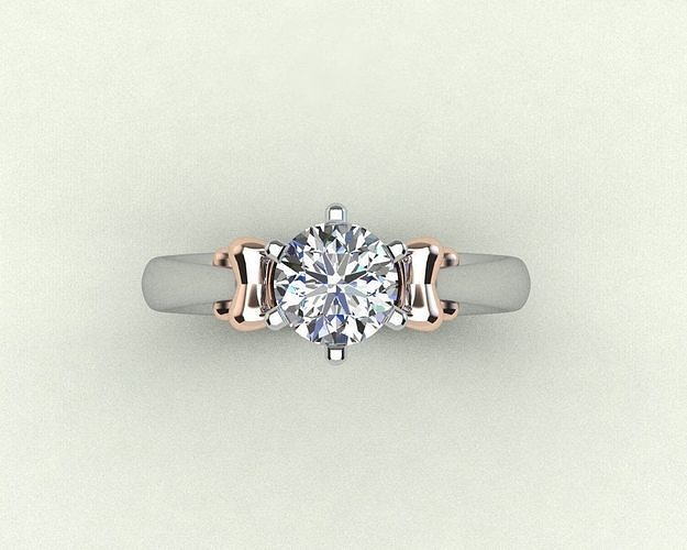 Diamond Style Solitaire Bow Ring 3D model 3D printable | CGTrader