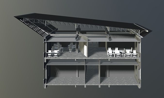 Office in section cut 3D model | CGTrader