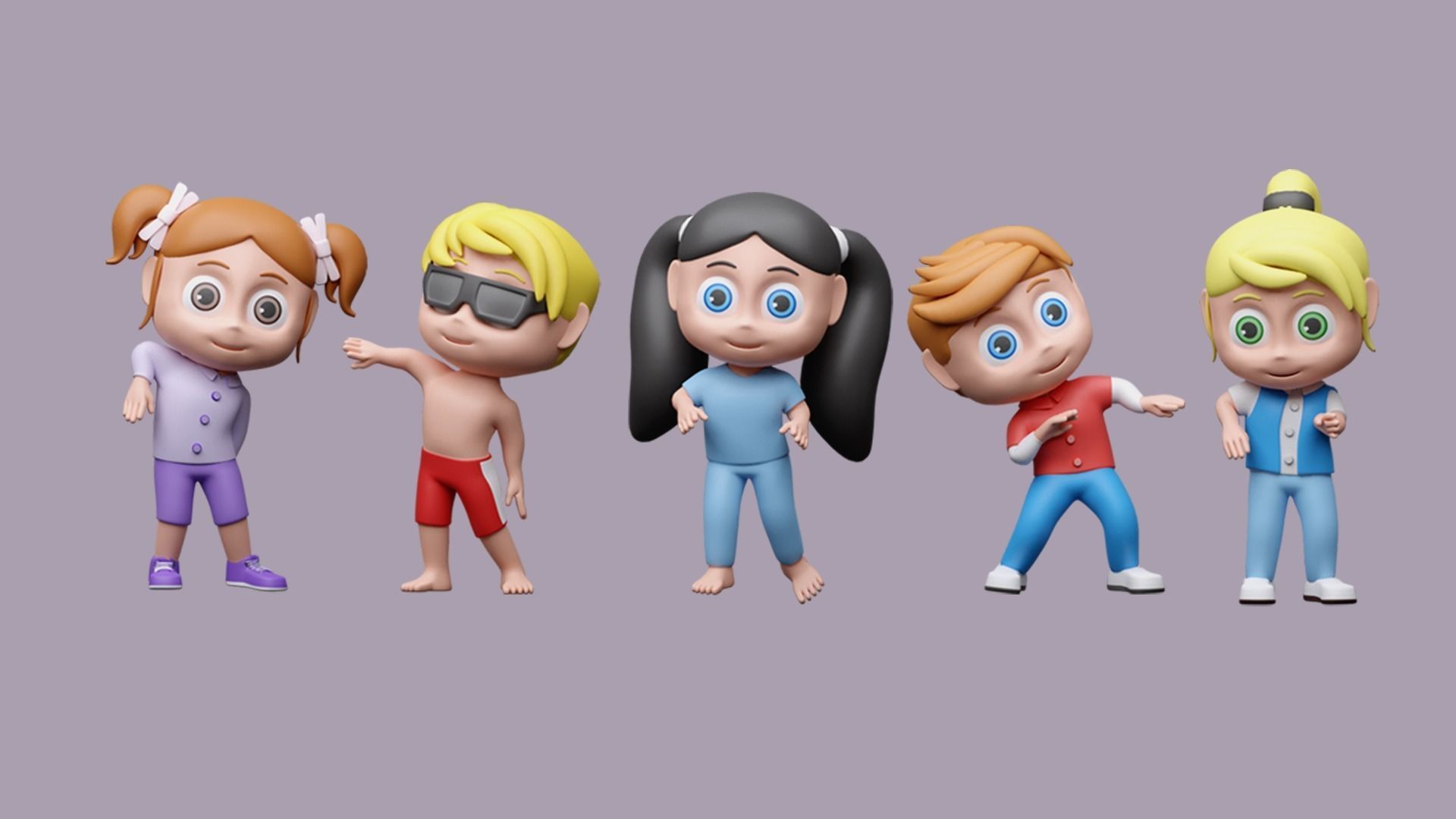 3D model Cartoon characters 2 01 kids VR / AR / low-poly | CGTrader