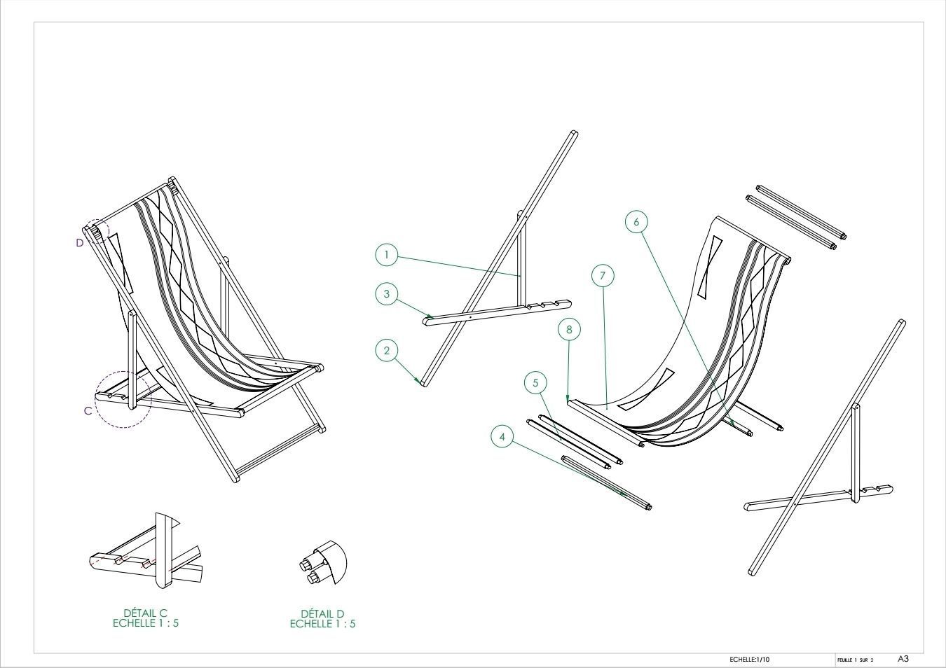 Reclining Lounge Chair -margoum-tunisia 3D model | CGTrader