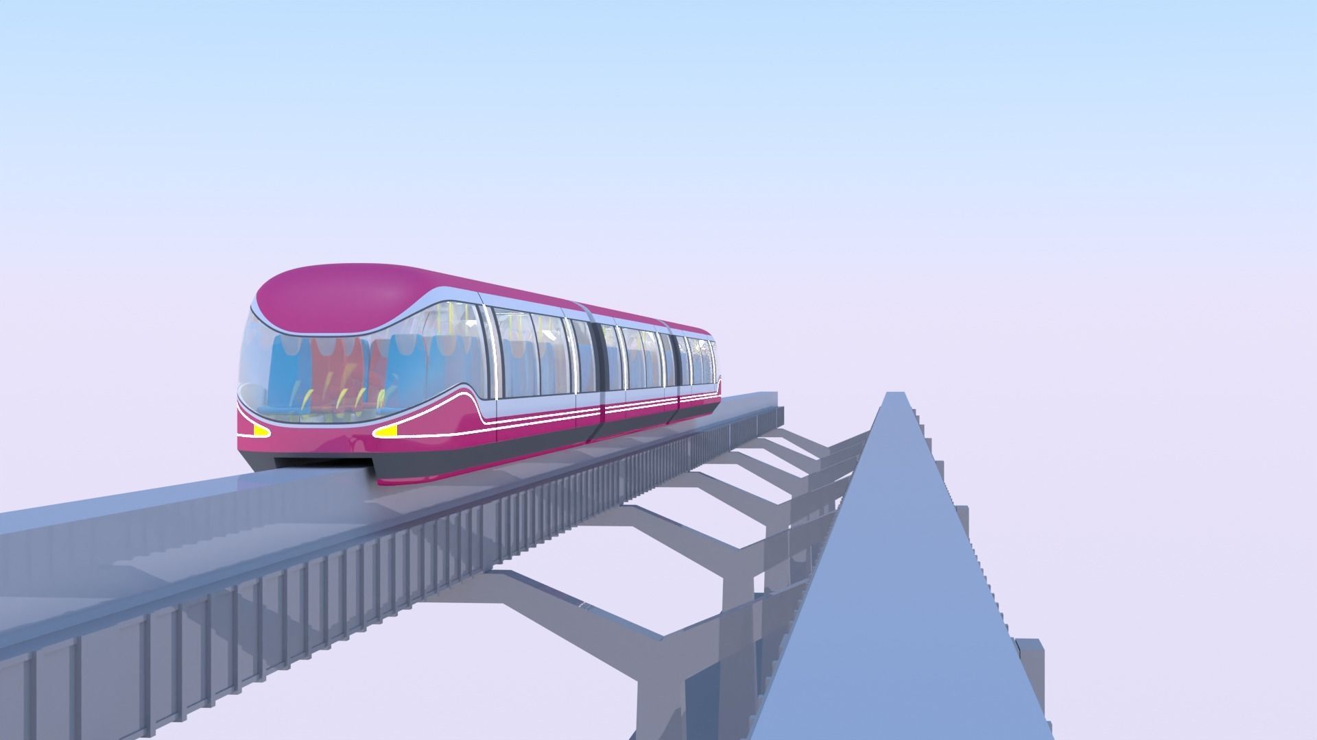 Future monorail train 2023 III 3D model | CGTrader