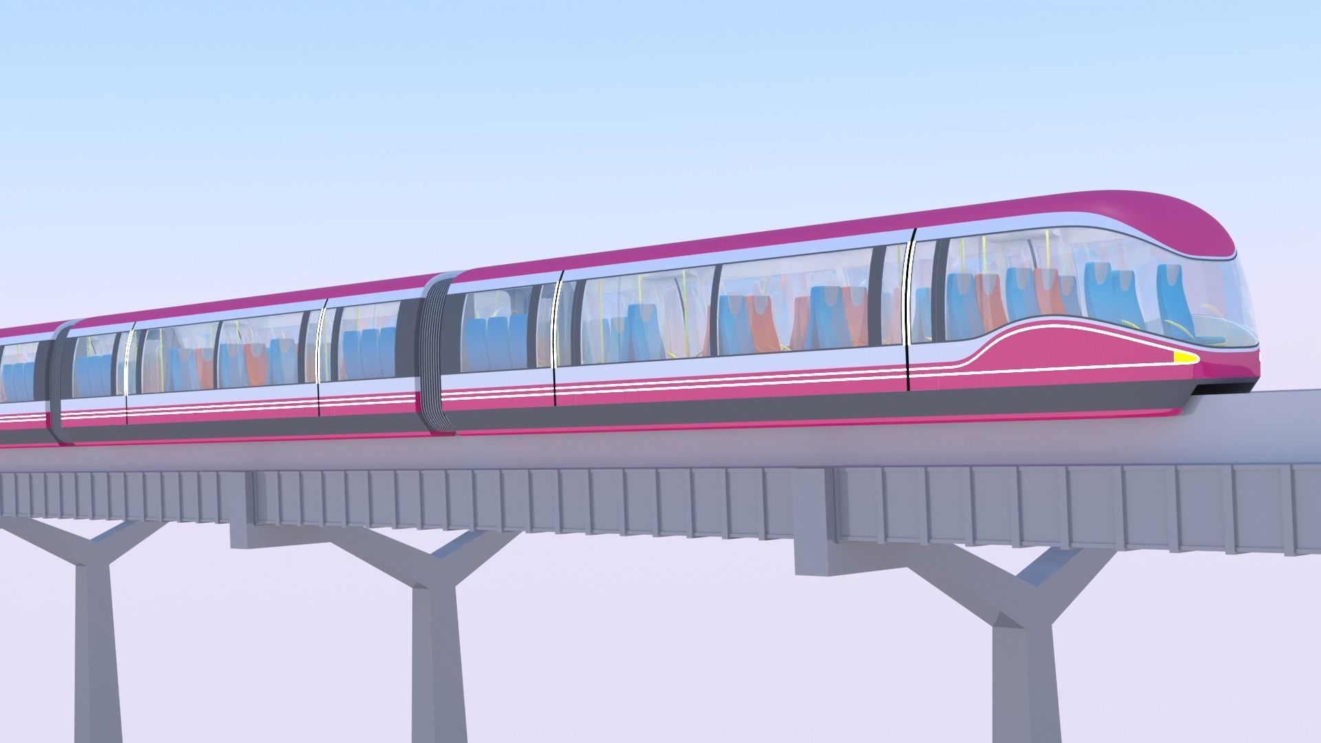 Future monorail train 2023 III 3D model | CGTrader
