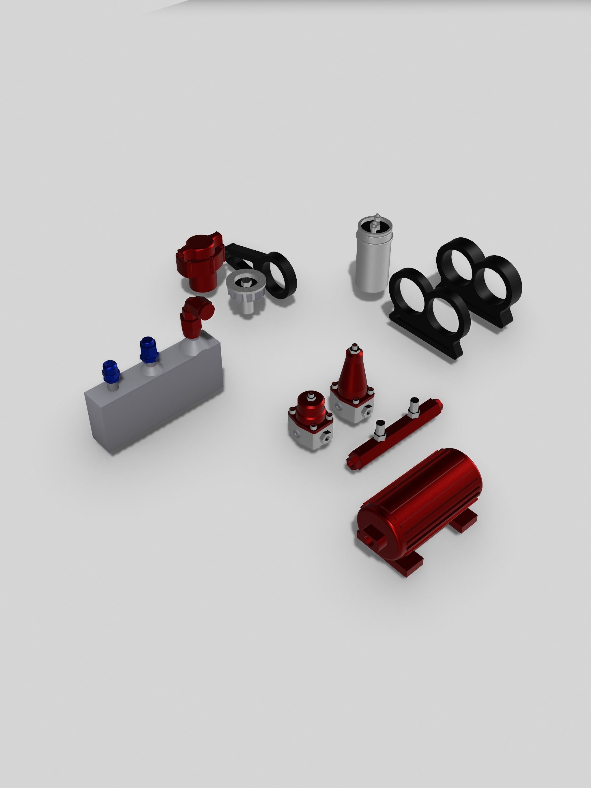 12 Piece Fuel system set AN fittings fuel pumps fuel regulators 3D ...