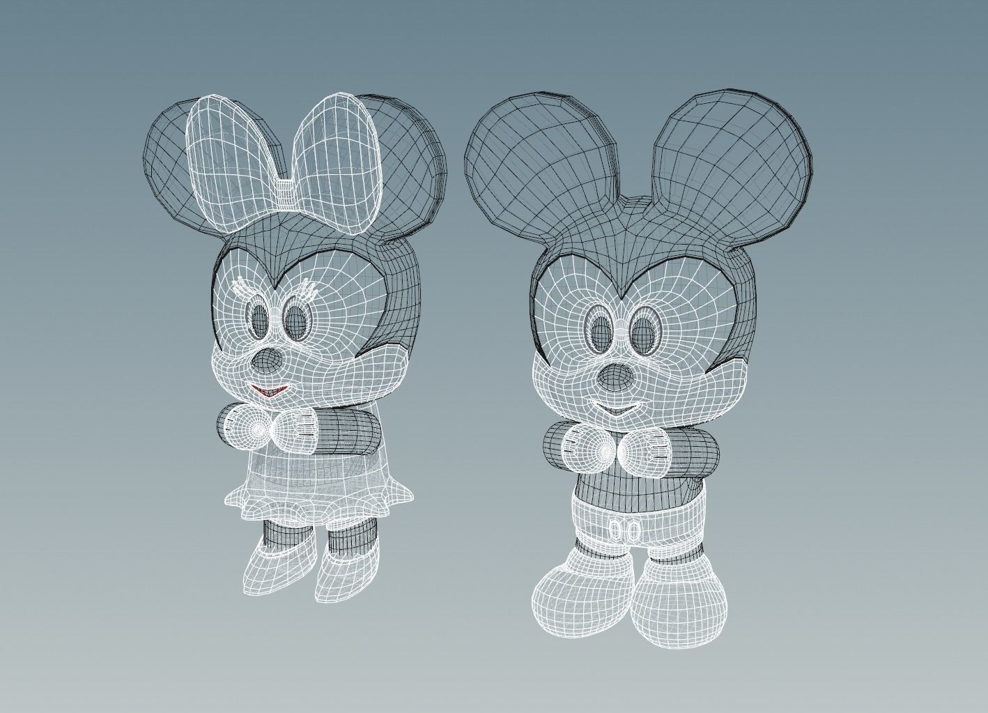 3D model Mickey and Minnie Mouse VR / AR / low-poly | CGTrader