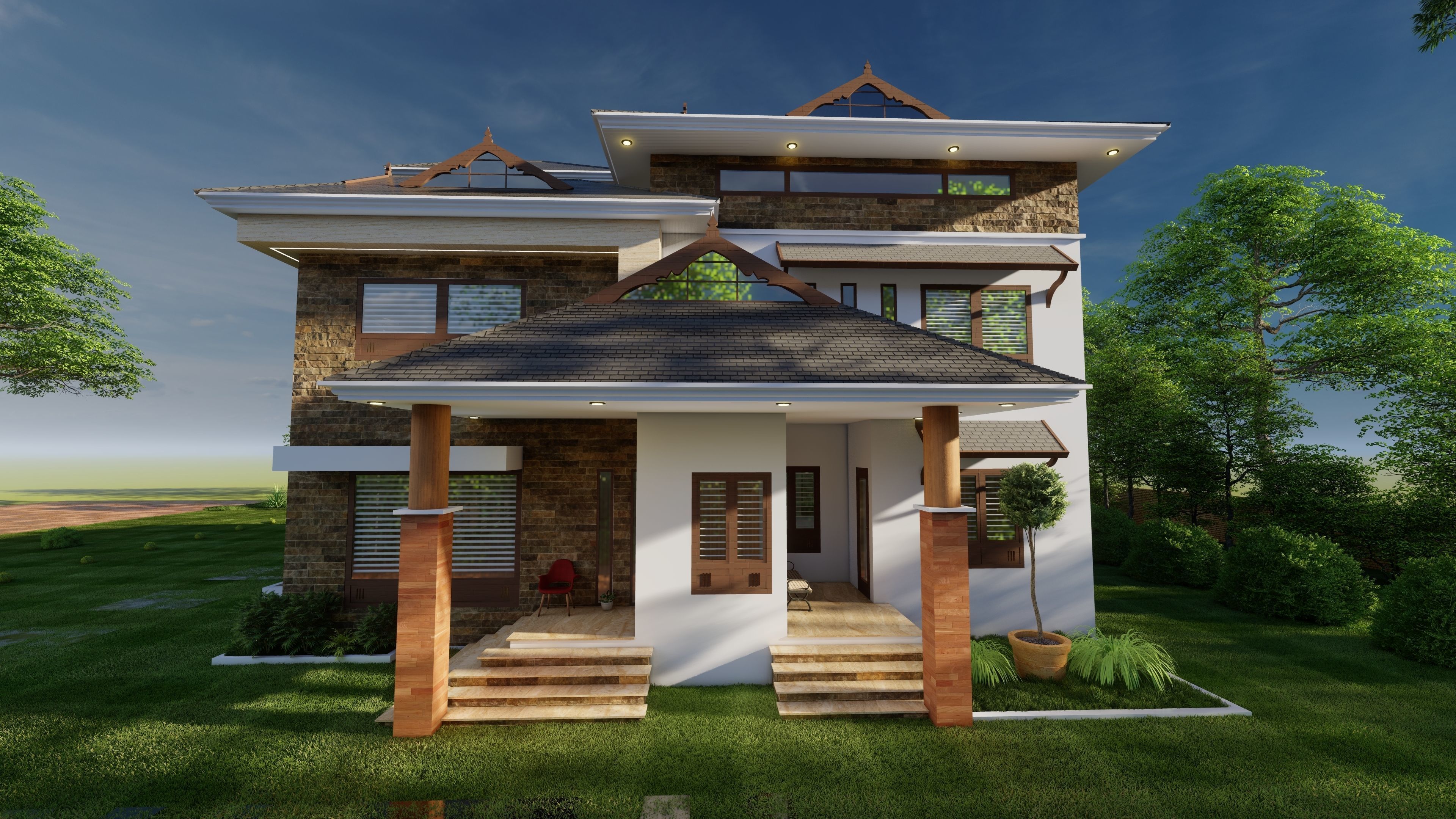 modern traditional house design 3D model | CGTrader