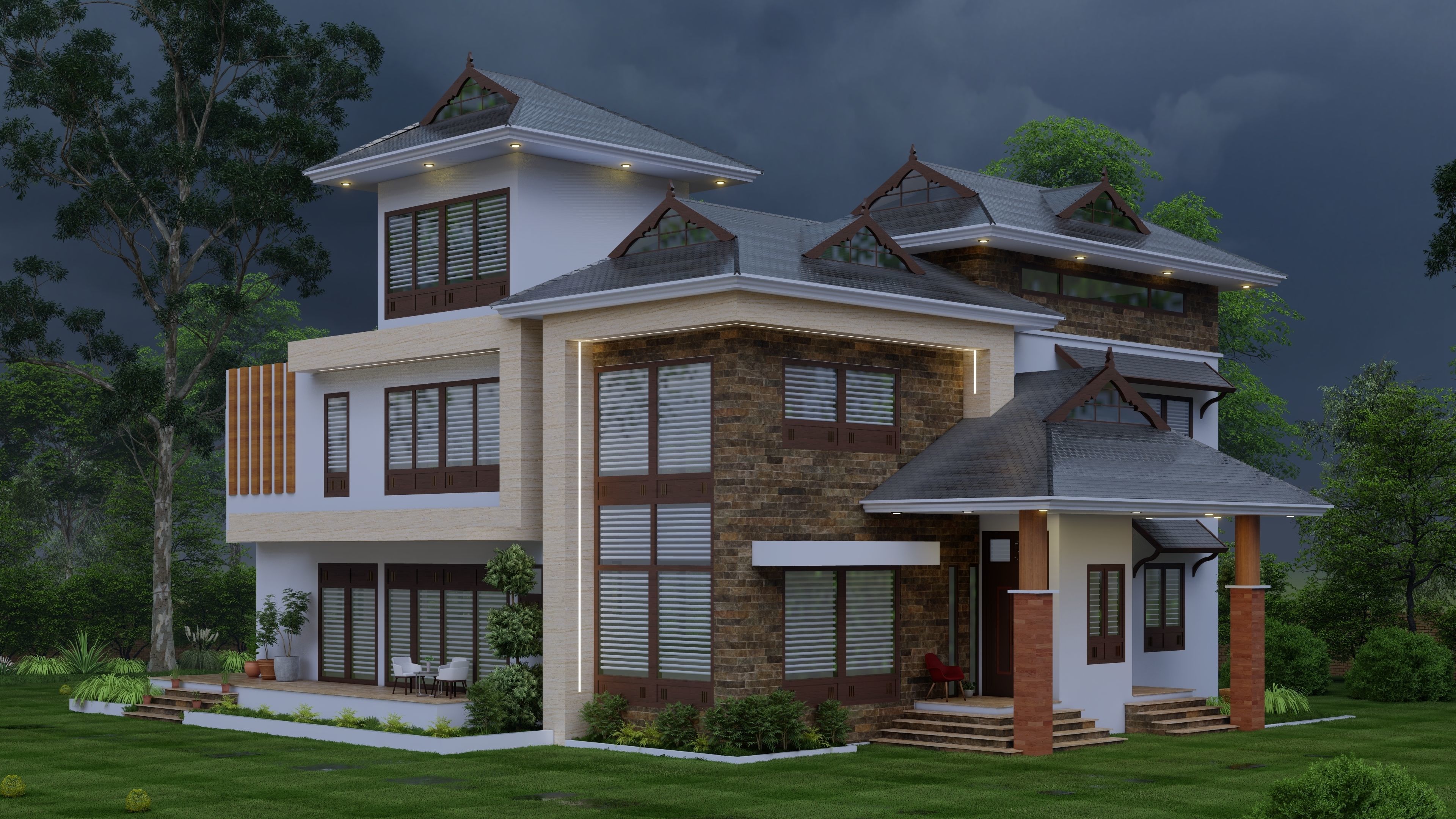 modern traditional house design 3D model | CGTrader