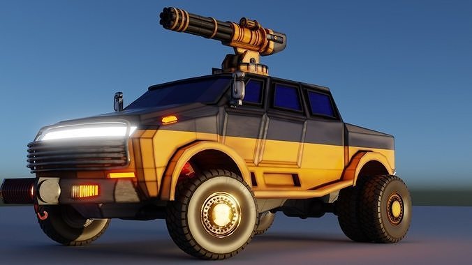 3D model Military vehicle With Minigun Turrent VR / AR / low-poly ...