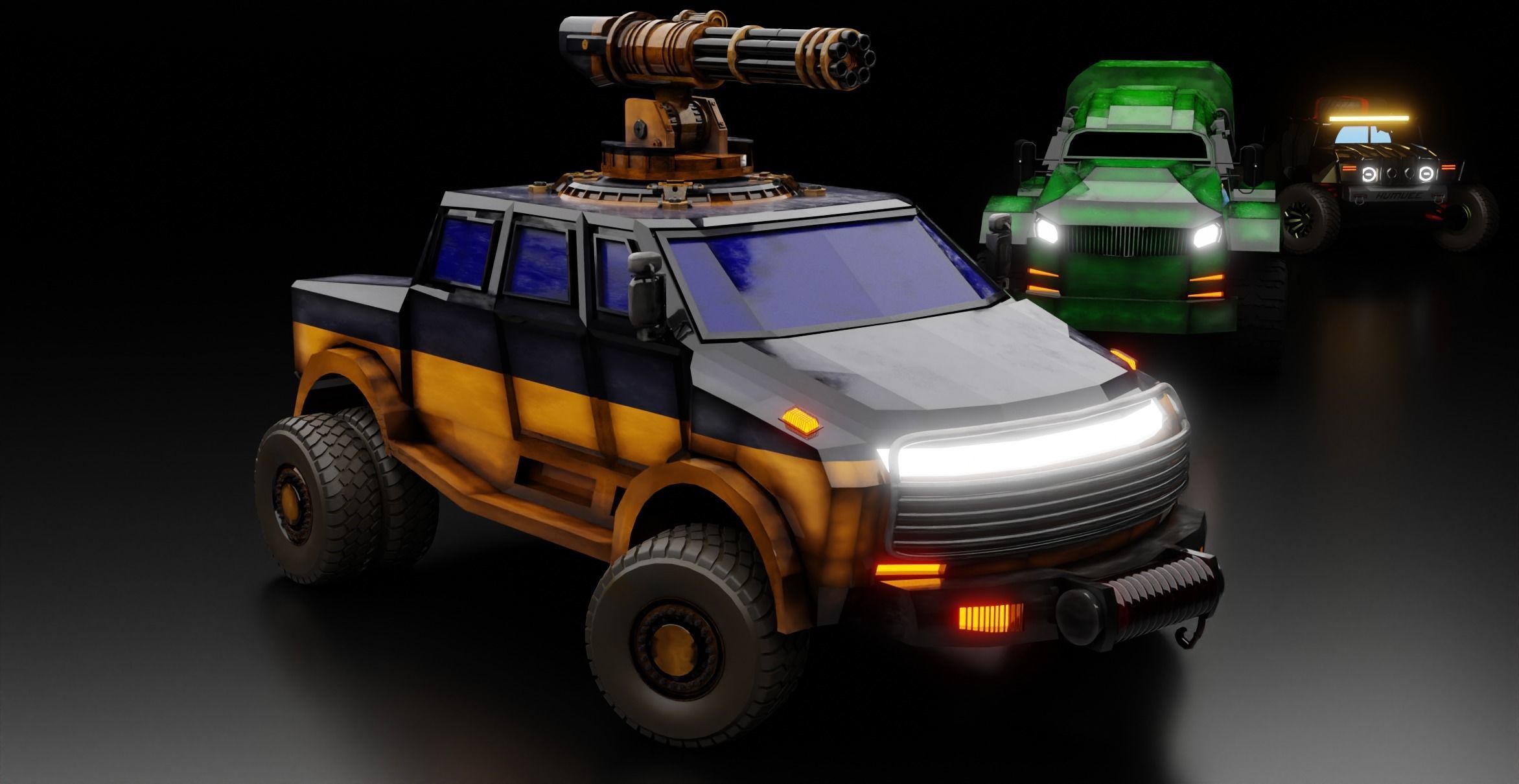 3D model BELLIK 99 Military vehicle With Minigun Turrent VR / AR / low ...