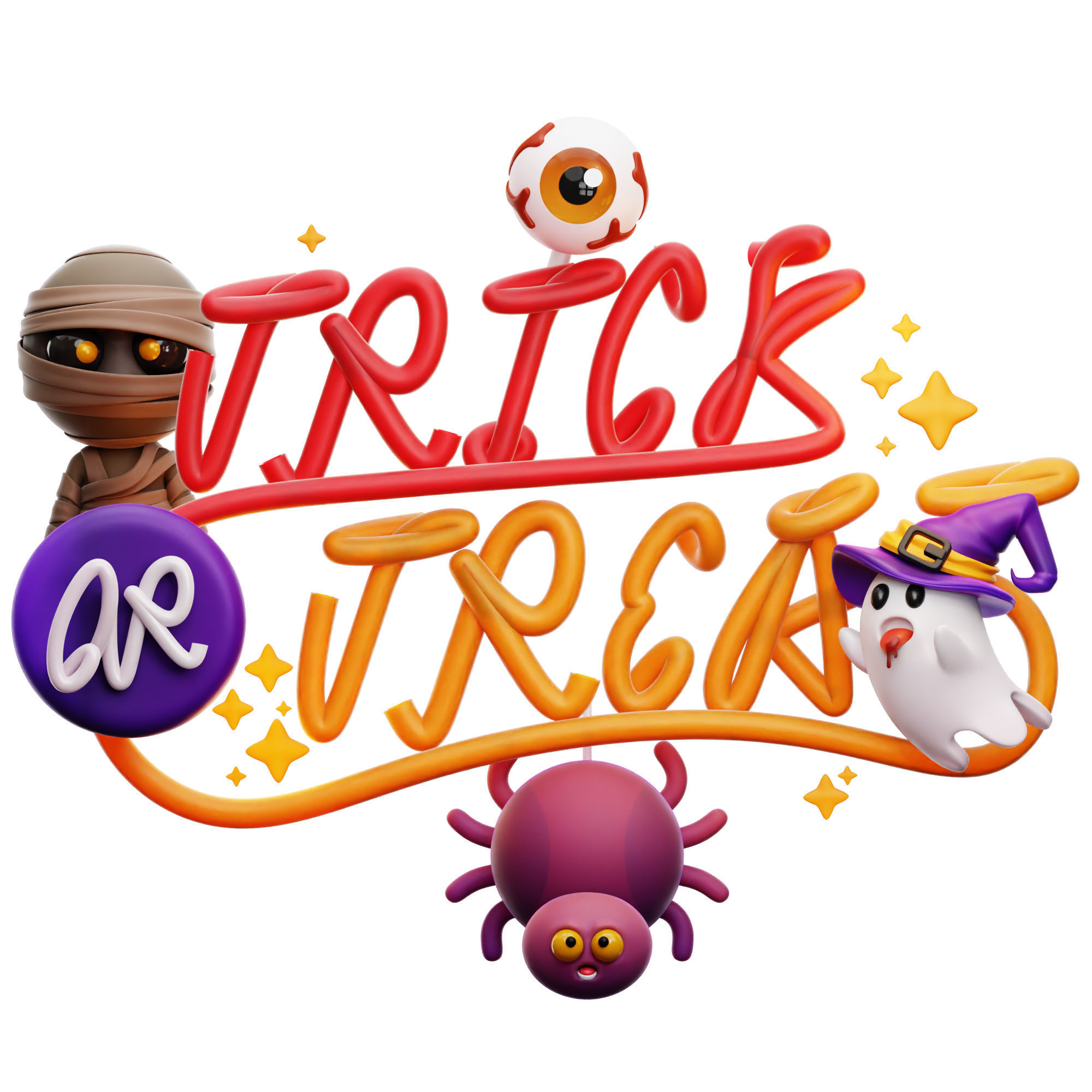3D model Trick Or Treat 3D Icon VR / AR / low-poly | CGTrader