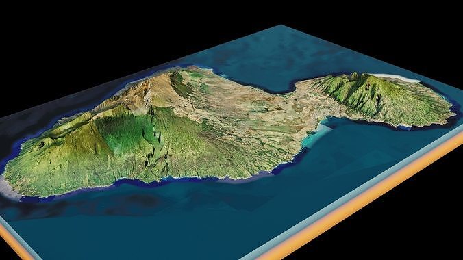 Maui island full 3d model terrain 3D model | CGTrader