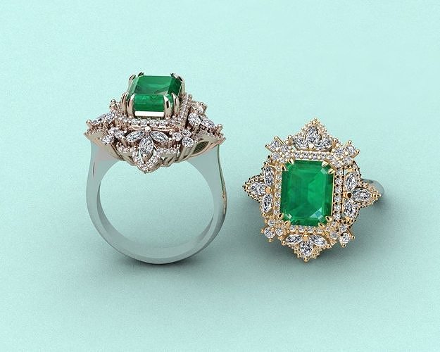 Classic Emerald Ring 3D model 3D printable | CGTrader