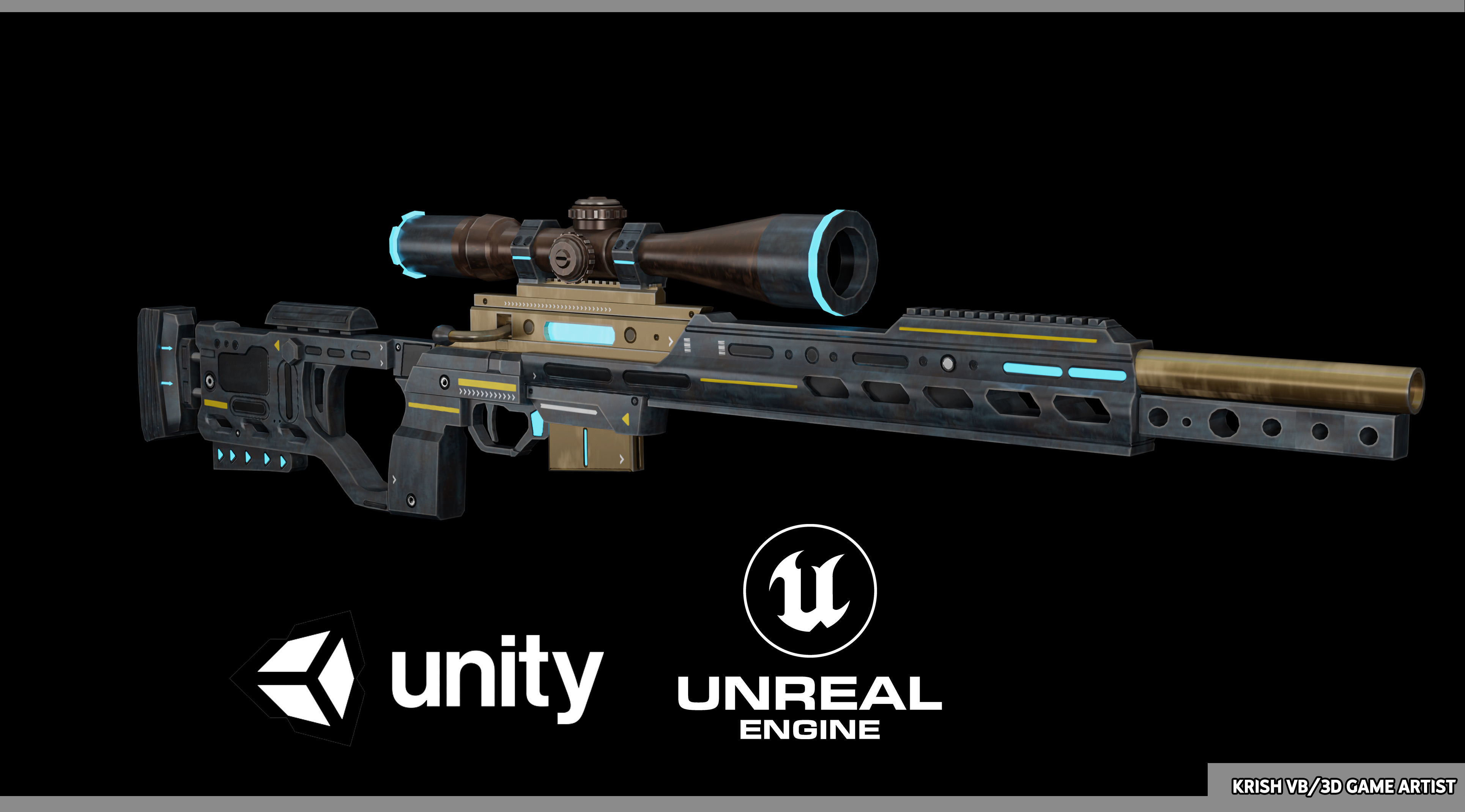 KRG chassis whiskey sniper rifle with 2 skins Game Ready Asset 3D model ...