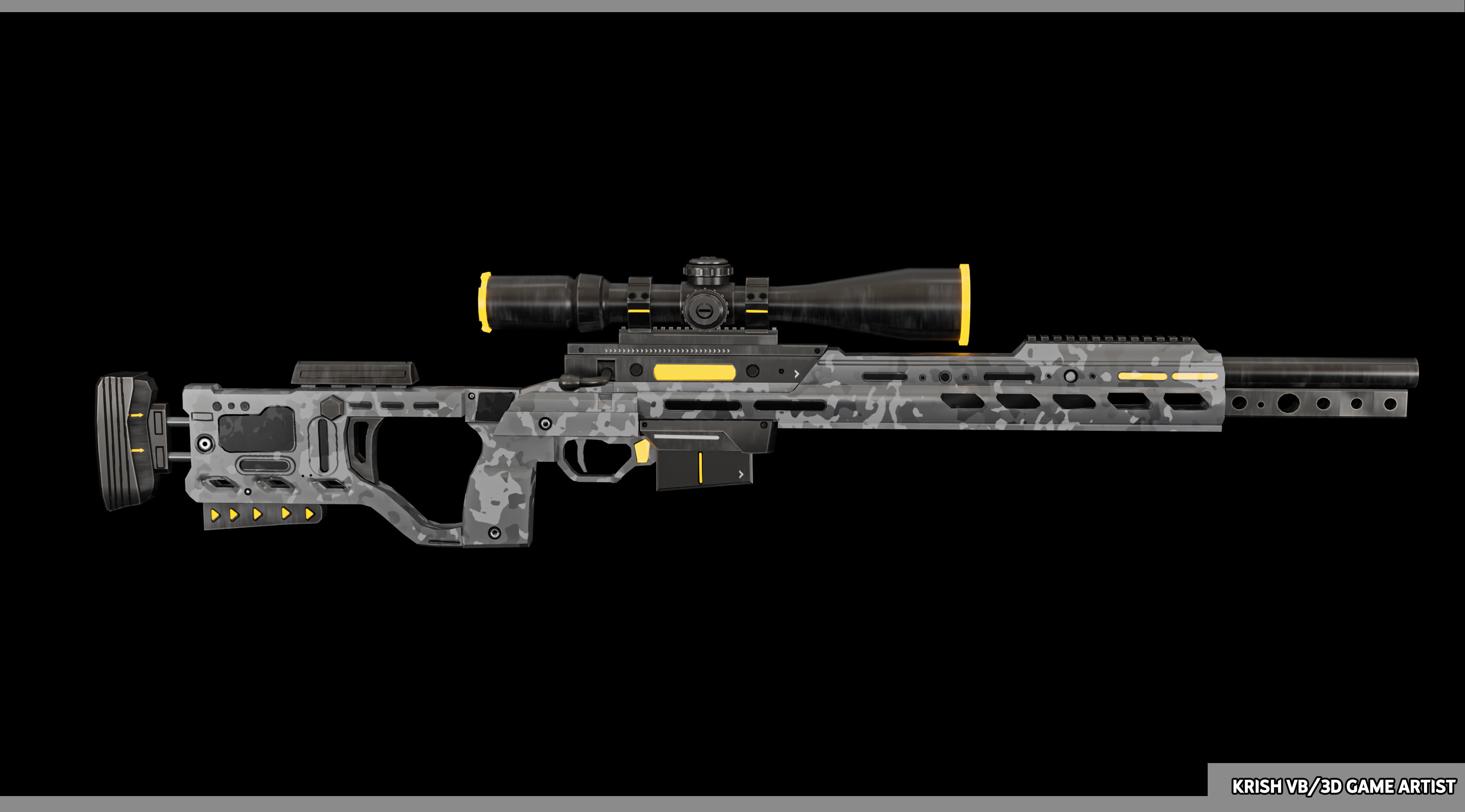KRG chassis whiskey sniper rifle with 2 skins Game Ready Asset 3D model ...