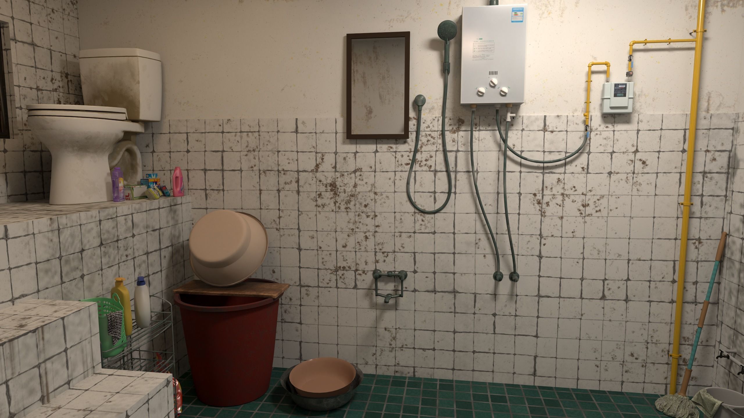 3D model Dingy Bathroom VR / AR / low-poly | CGTrader