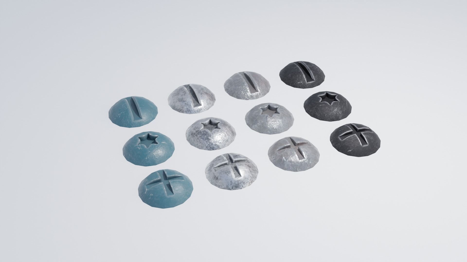 3D model Bolts and Screws Greebles with Multiple Textures VR / AR / low ...